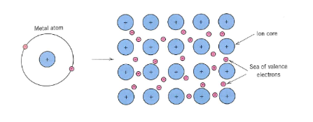 Solved Metal atom Ion core Sea of valence electrons | Chegg.com