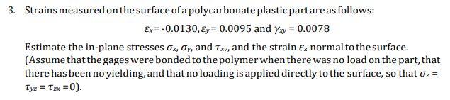 Solved Strains measured on the surface of a polycarbonate | Chegg.com