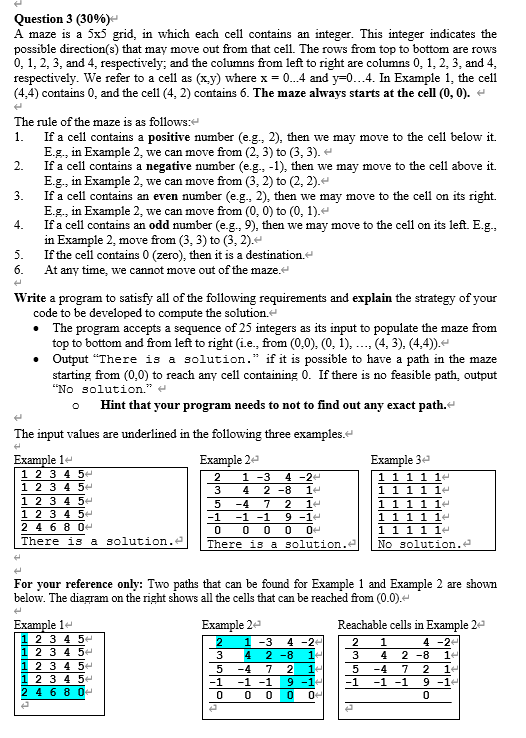 Solved 4. Question 3 (30%) A maze is a 5x5 grid, in which | Chegg.com