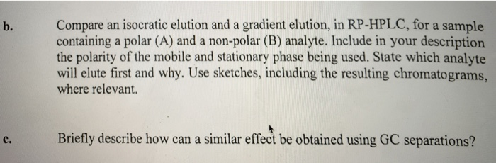 Solved b. Compare an isocratic elution and a gradient | Chegg.com