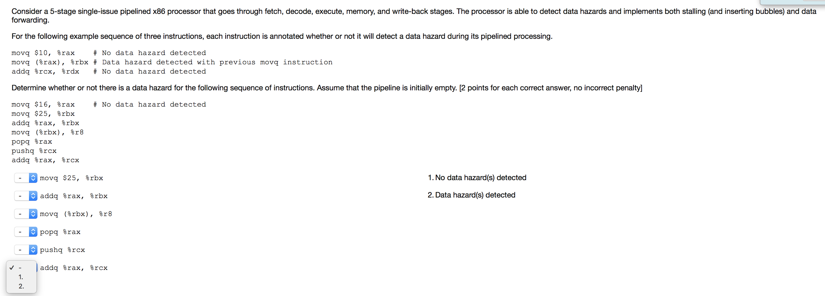 Solved Consider A 5 Stage Single Issue Pipelined X86 