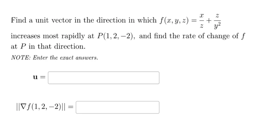 Solved Find a unit vector in the direction in which | Chegg.com