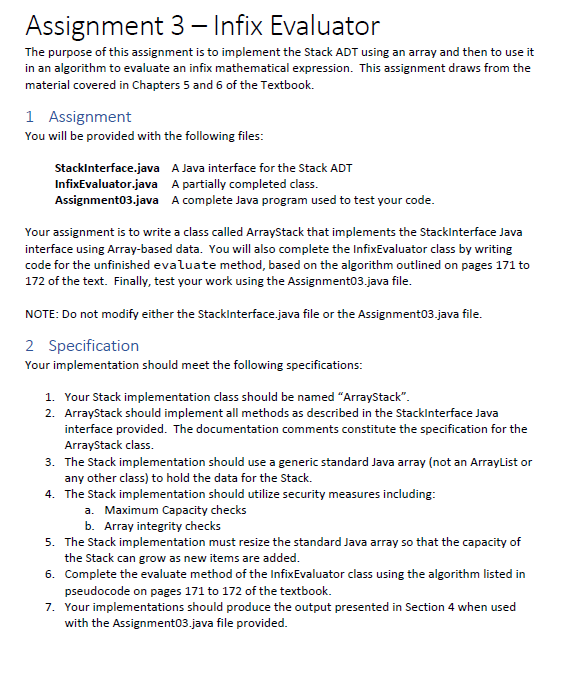 Solved Assignment 3 – Infix Evaluator The purpose of this | Chegg.com