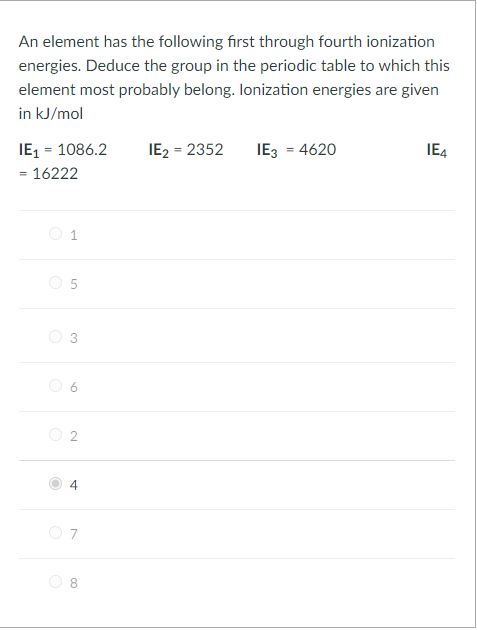 Solved An element has the following first through fourth | Chegg.com