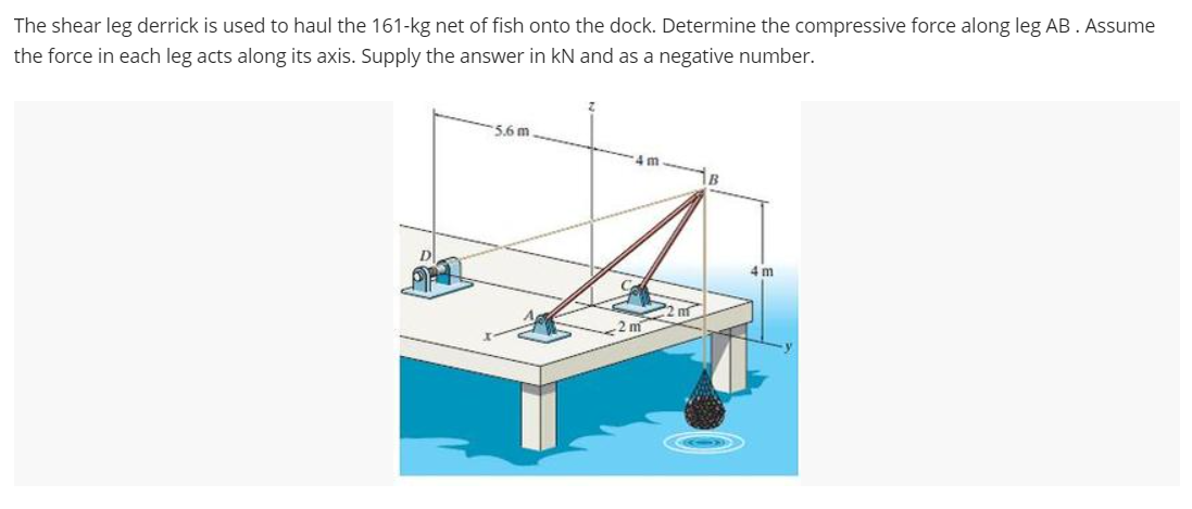 Solved The shear leg derrick is used to haul the 161-kg net | Chegg.com