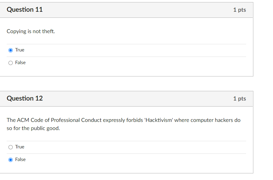 Solved Question 11 1 pts Copying is not theft. True False | Chegg.com