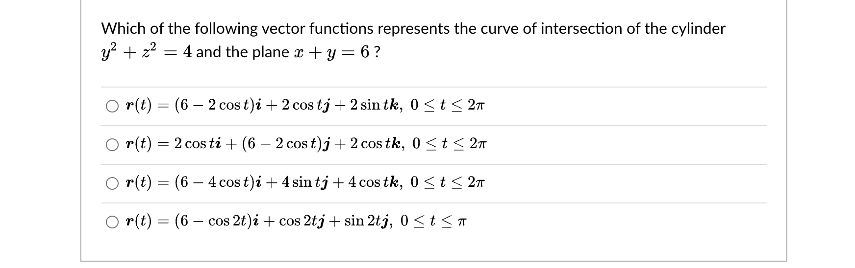Solved Which of the following vector functions represents | Chegg.com