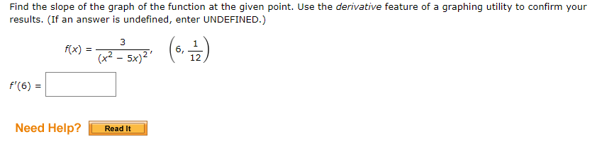 Solved Find the slope of the graph of the function at the | Chegg.com