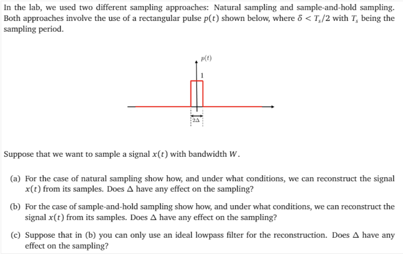 In the lab, we used two different sampling | Chegg.com
