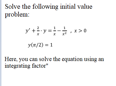 Solved Solve the following initial | Chegg.com