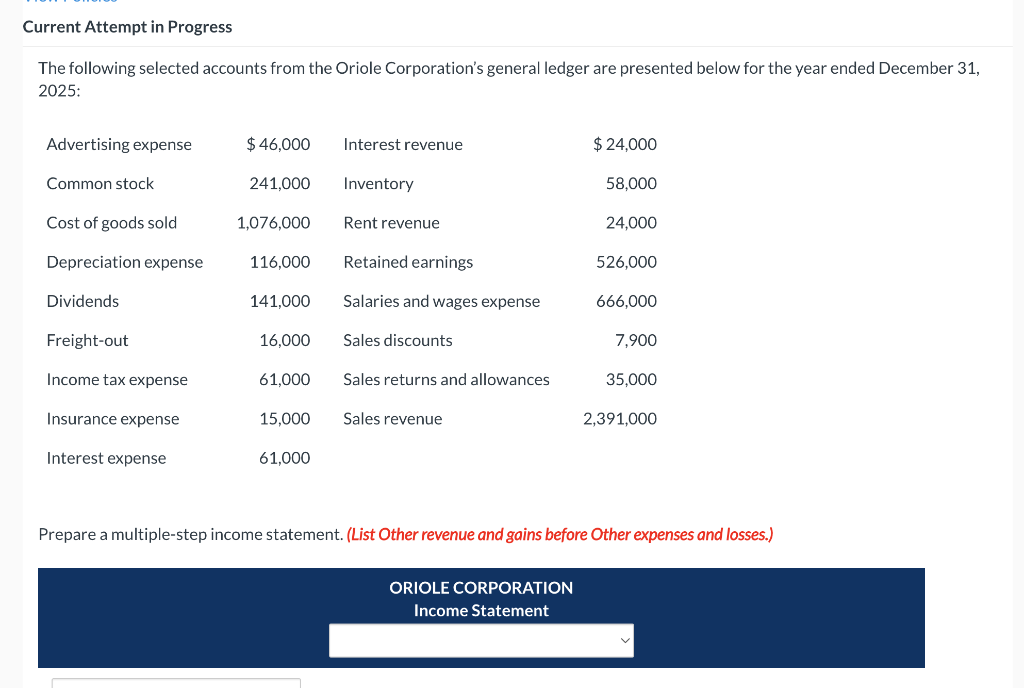 Solved The following selected accounts from the Oriole | Chegg.com
