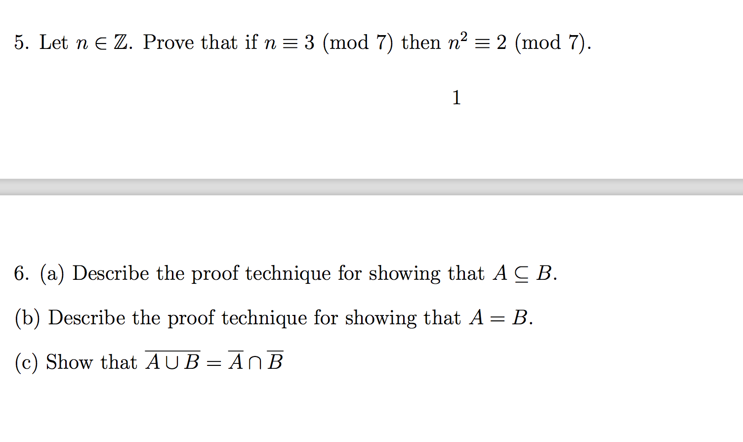 Solved 5. Let n e Z. Prove that if n = 3 (mod 7) then na = 2 | Chegg.com