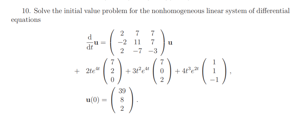 Solved 10. Solve the initial value problem for the | Chegg.com