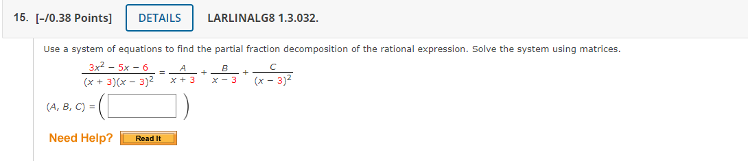 Solved Use a system of equations to find the partial | Chegg.com