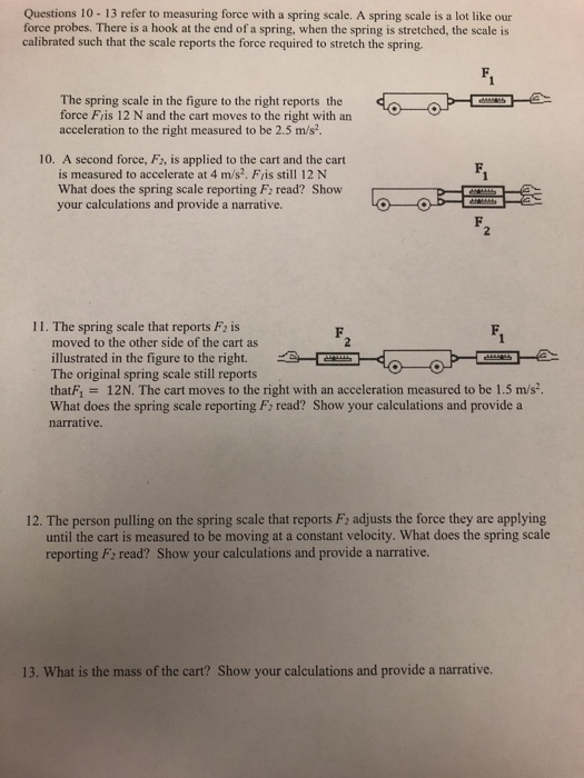 Solved Questions 10 -13 refer to measuring force with a | Chegg.com