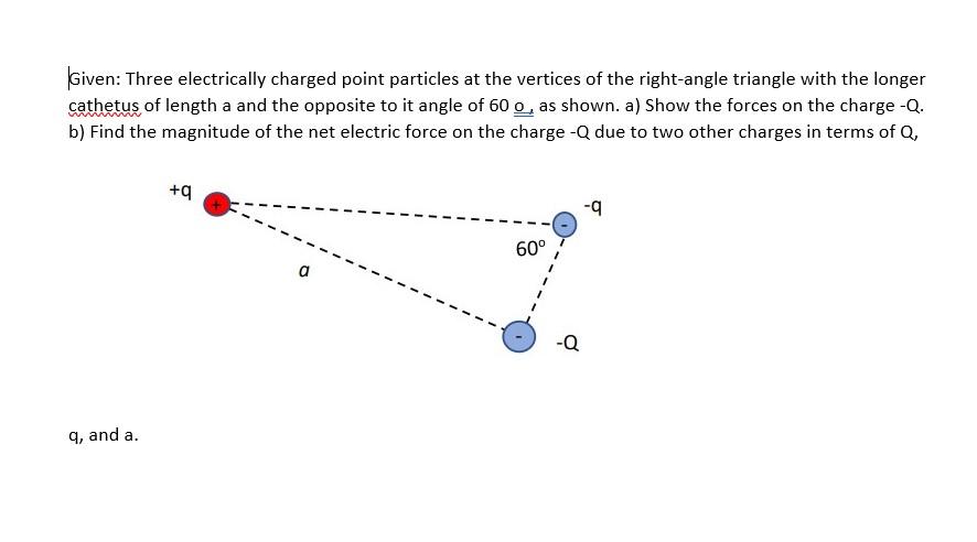 Solved Given: Three electrically charged point particles at | Chegg.com
