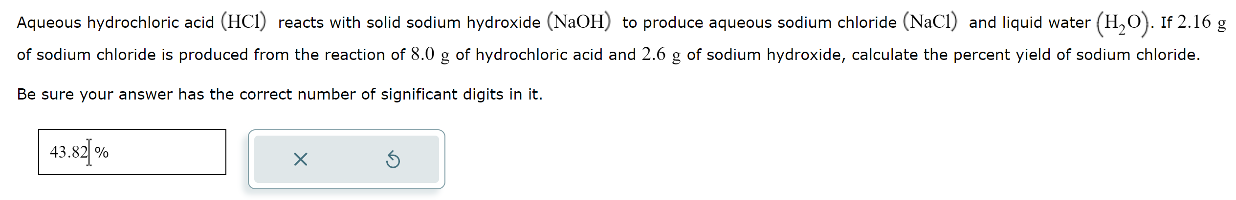 Solved Aqueous hydrochloric acid HCl reacts with | Chegg.com