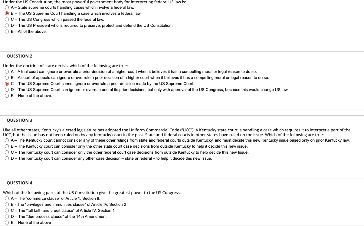 Solved Under the US Constitution, the most powerful | Chegg.com