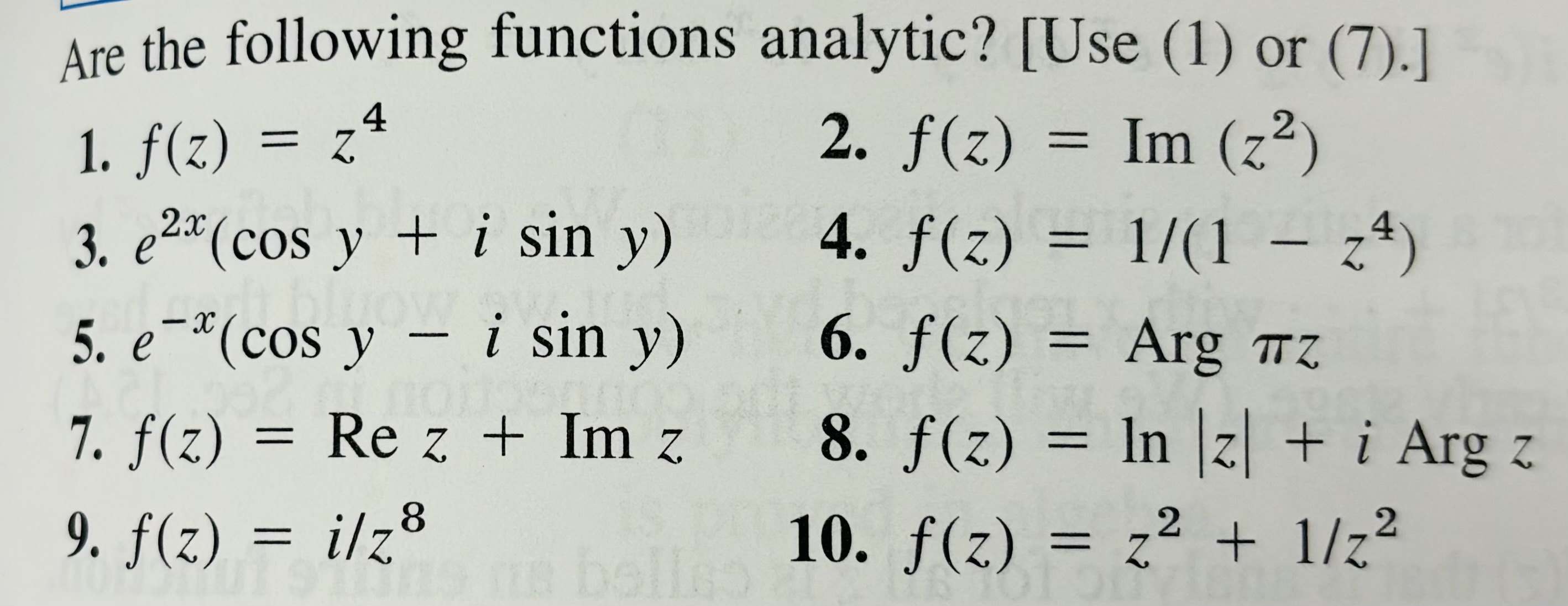 Solved 8. ﻿Are the following functions analytic? [Use (1) | Chegg.com