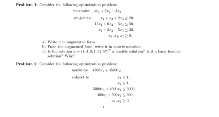 Solved Consider the following optimization problem: | Chegg.com