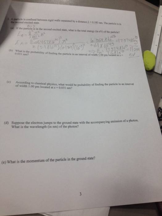 Solved A particle is confined between rigid walls separated | Chegg.com