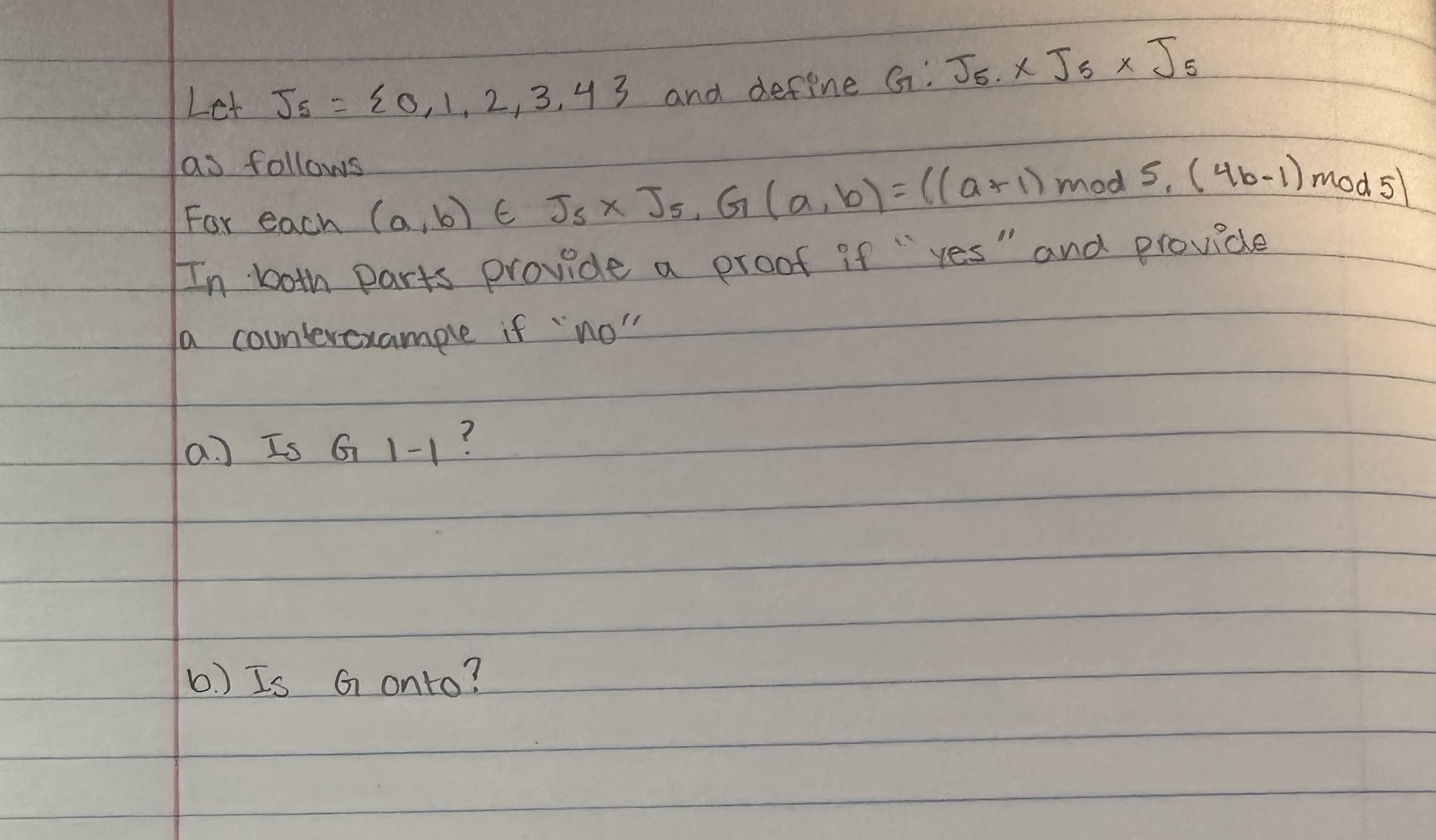 Solved Let J5={0,1,2,3,4} and define G:J5×J5×J5 Far each | Chegg.com