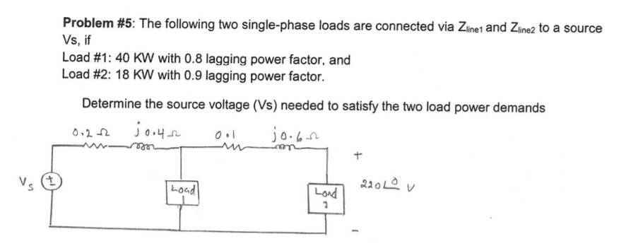 Solved Problem #5: The following two single-phase loads are | Chegg.com