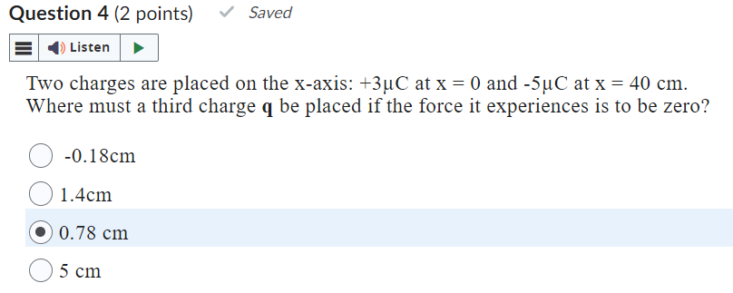 Solved Two charges are placed on the x-axis: +3μC at x=0 and | Chegg.com