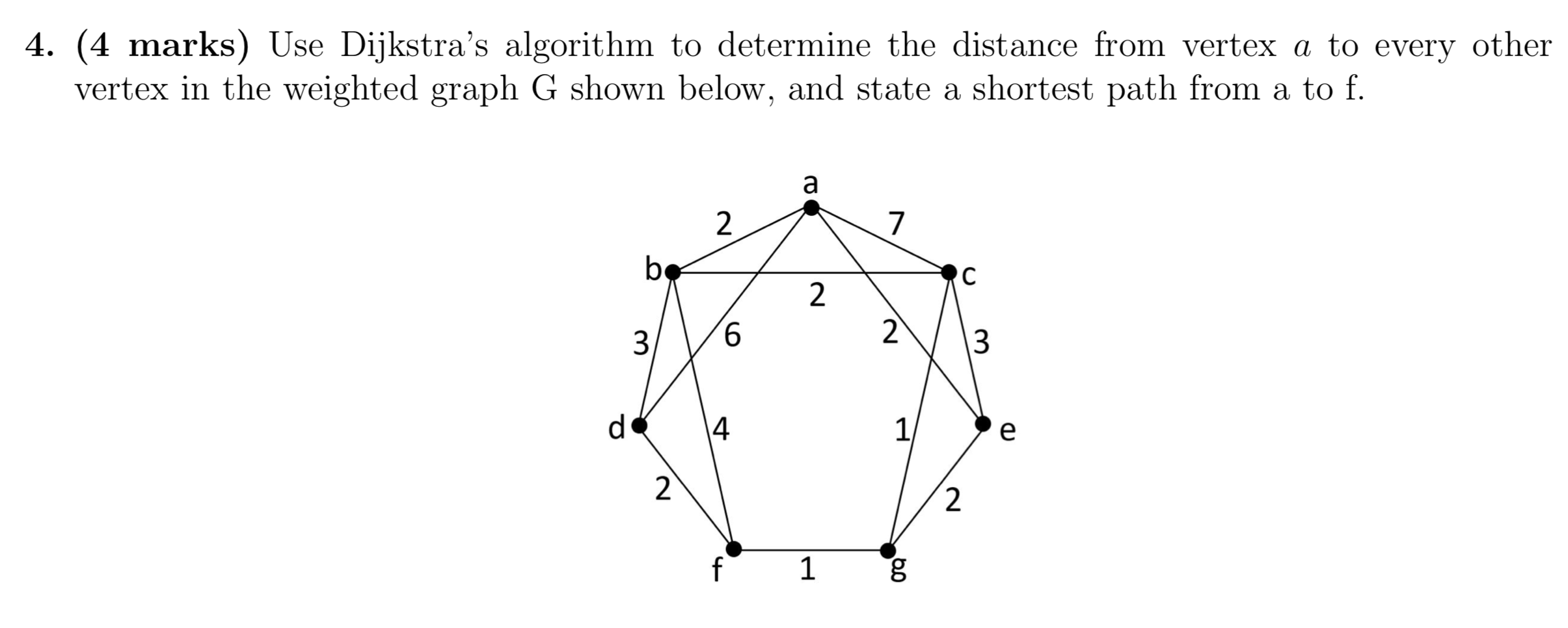 Solved 4. (4 marks) Use Dijkstra's algorithm to determine | Chegg.com