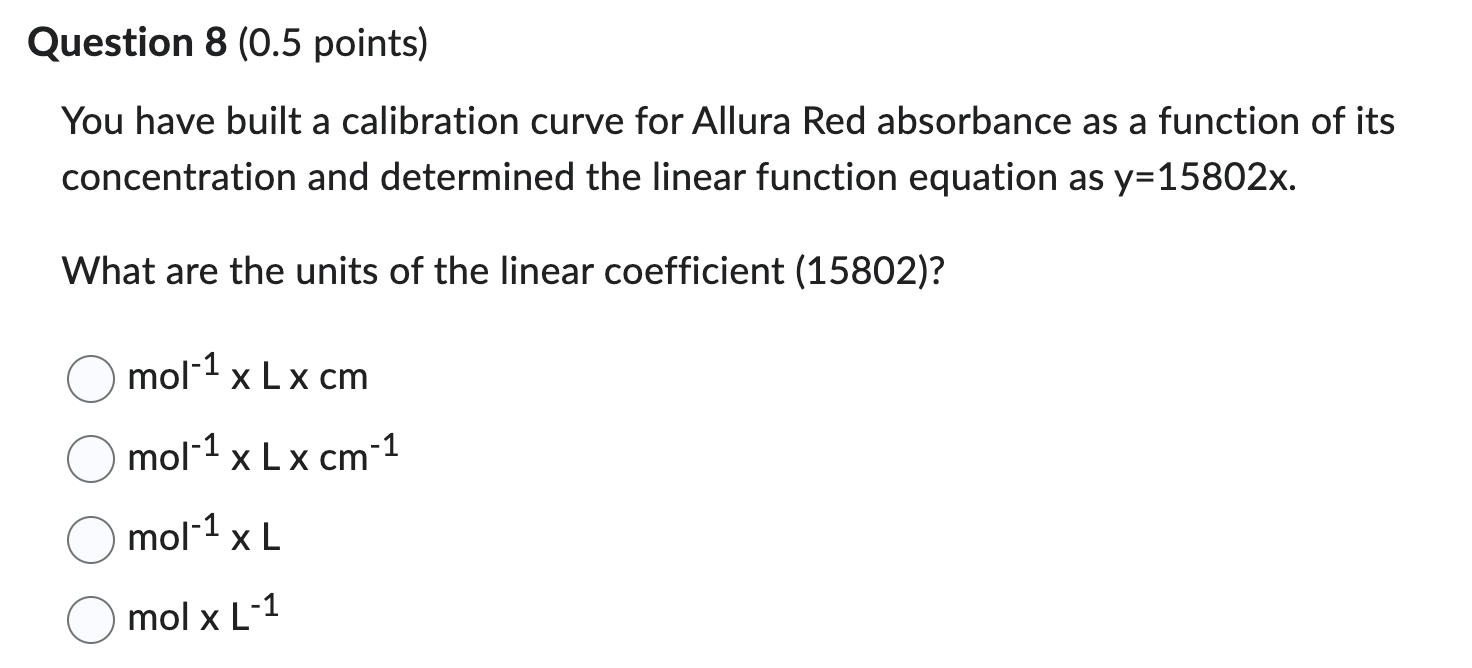 Solved Question 8 ( 0.5 ﻿points)You have built a calibration | Chegg.com