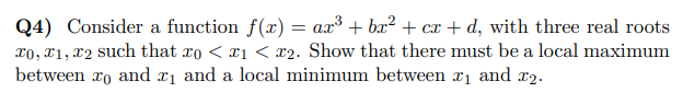 Solved Consider a function f(x) = ﻿ax3 + ﻿bx2 + ﻿cx + ﻿d, | Chegg.com