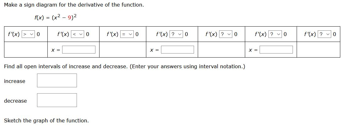 Solved Make a sign diagram for the derivative of the | Chegg.com