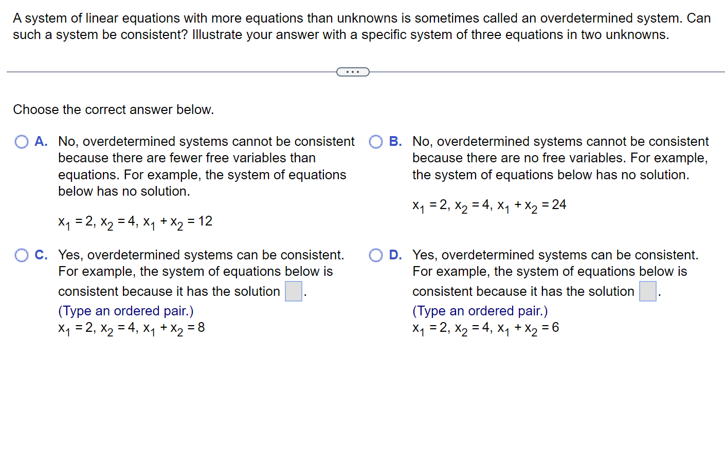 Solved A System Of Linear Equations With More Equations Than