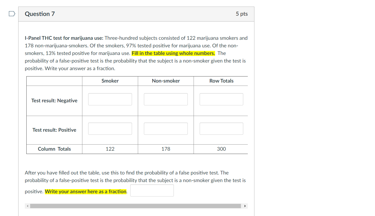 Solved D Question 7 5 pts 1-Panel THC test for marijuana | Chegg.com