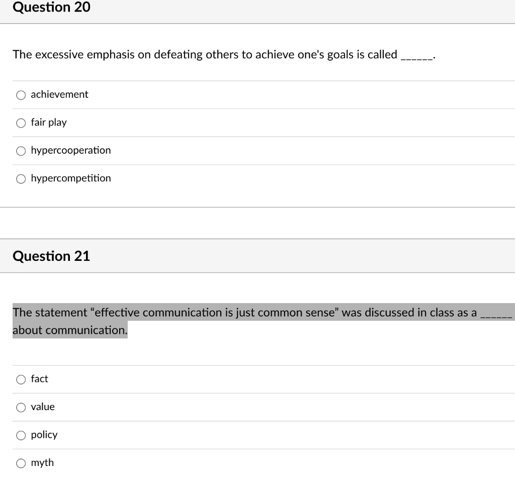 Solved The excessive emphasis on defeating others to achieve | Chegg.com