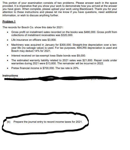 Solved This portion of your examination consists of two | Chegg.com