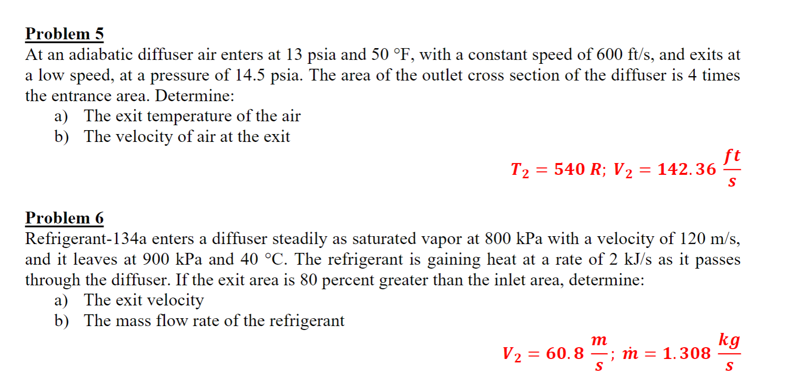 Solved Problem 5 At an adiabatic diffuser air enters at | Chegg.com