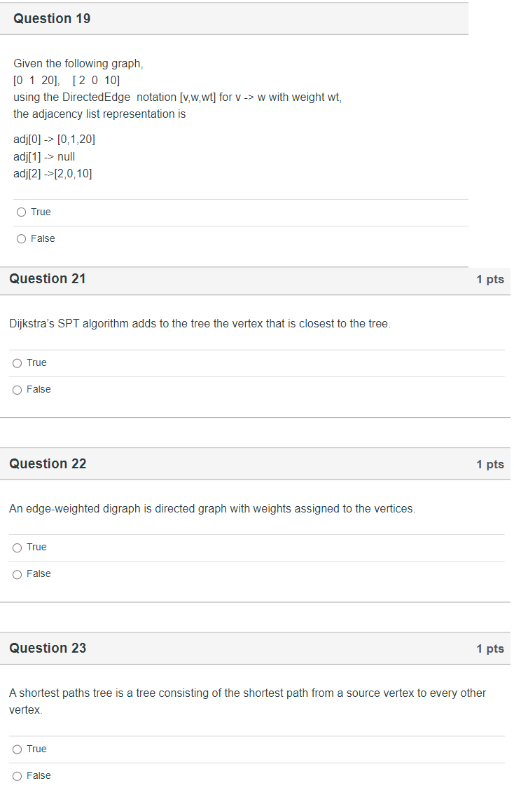 Solved Question 19 Given the following graph, [0 1 20], | Chegg.com