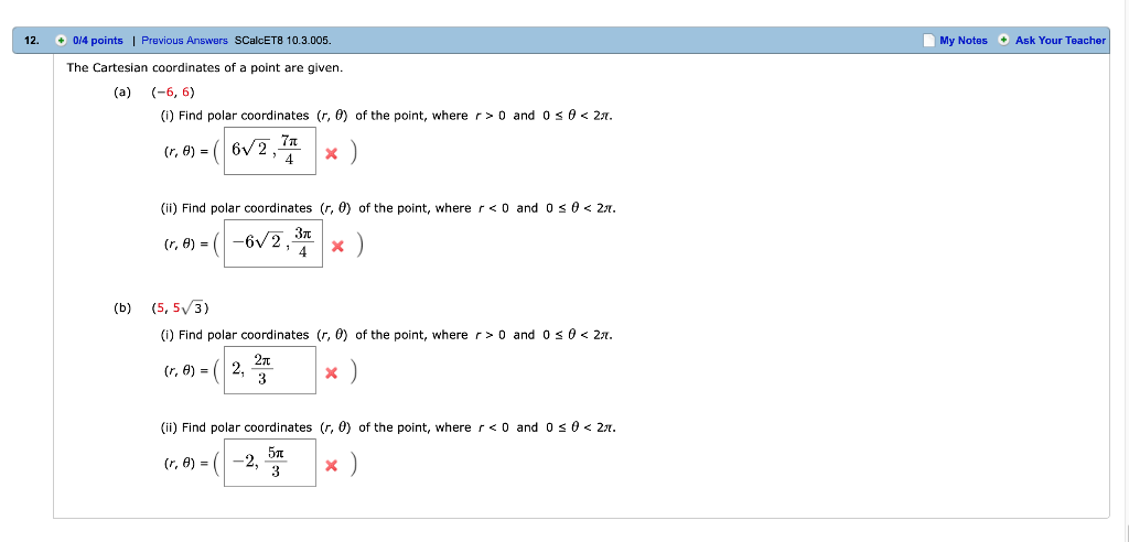 Solved 0/4 points Previous Answers SCalcET8 10.3.005. Ask | Chegg.com