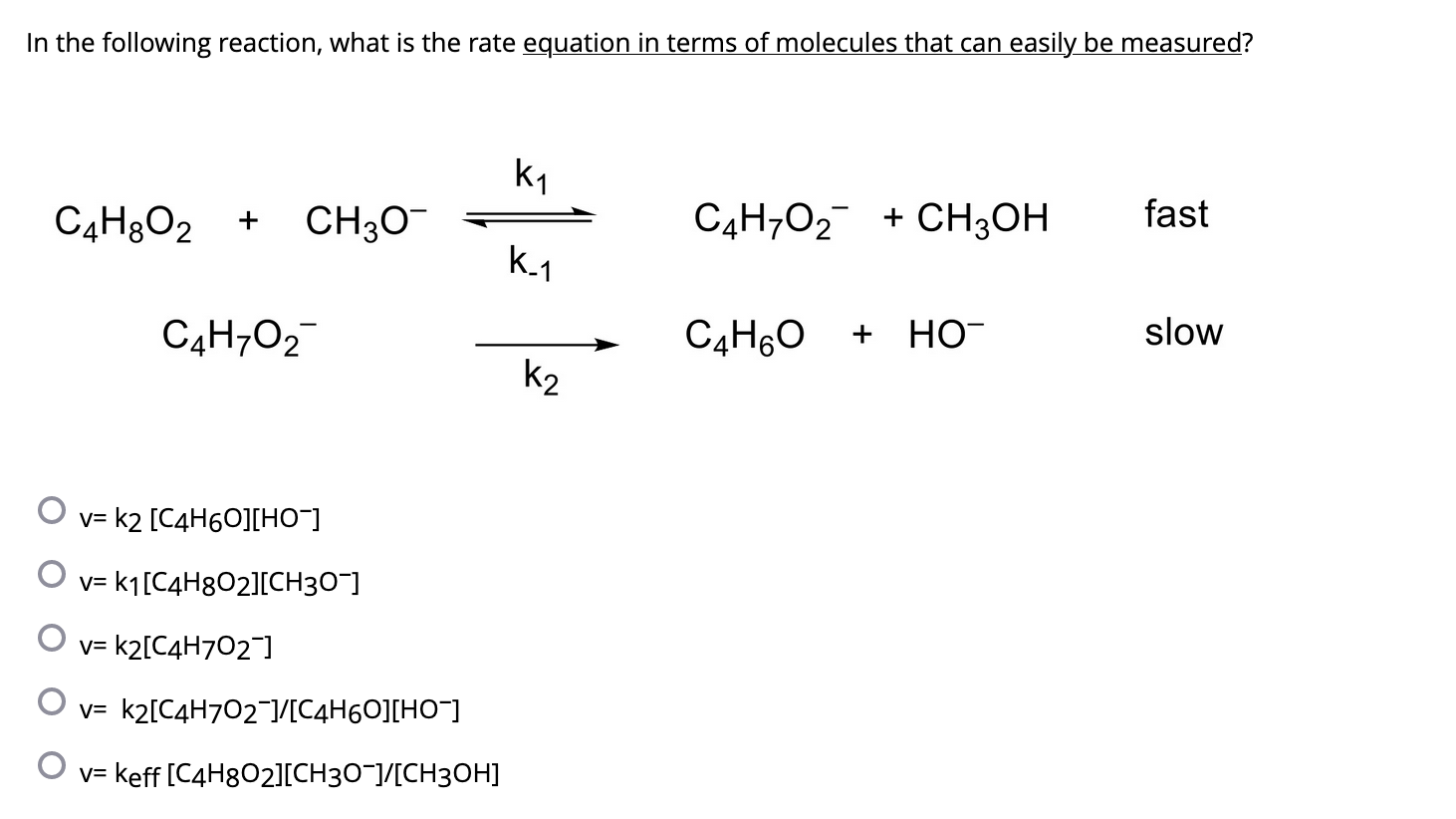 Solved In the following reaction, what is the rate equation | Chegg.com