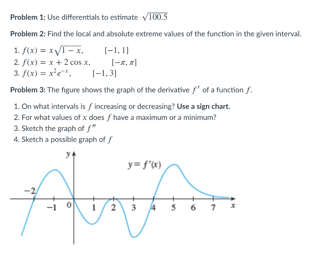 Solved Problem 1: Use differentials to estimate V100.5 | Chegg.com