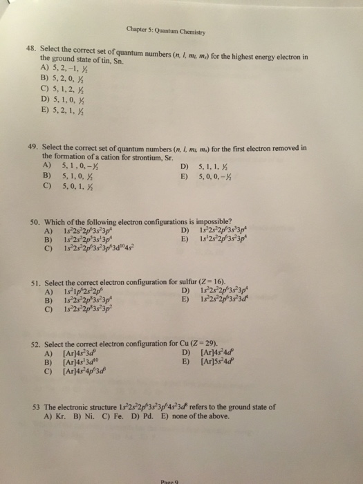 Solved Chapter 5: Quantum Chemistry 48. Select the correct | Chegg.com
