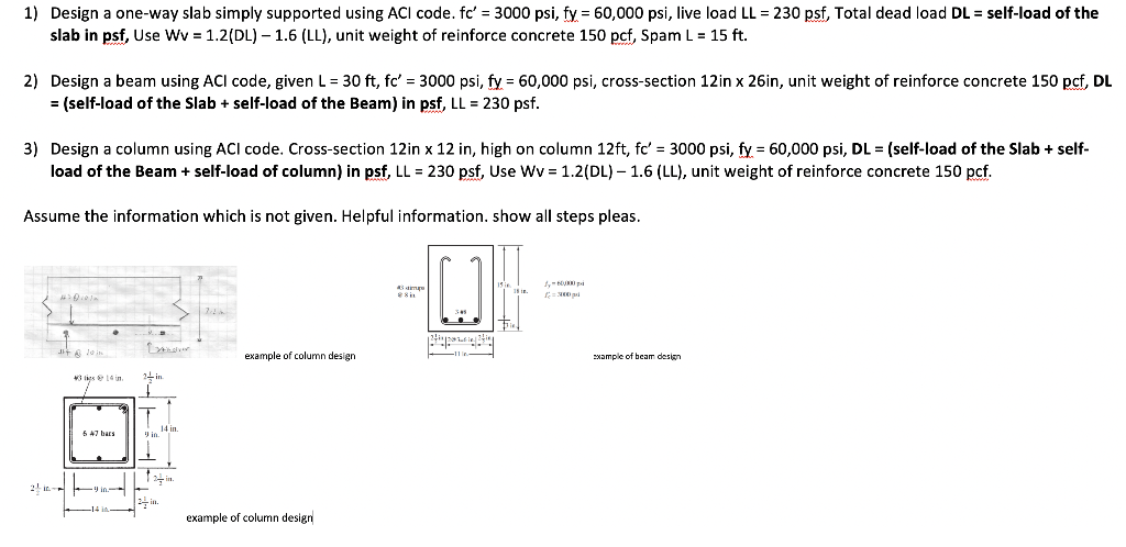Solved 1) Design a one-way slab simply supported using ACI | Chegg.com