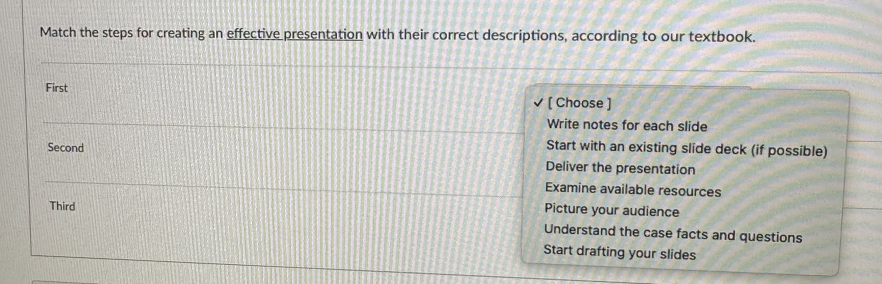Solved Match the steps for creating an effective | Chegg.com