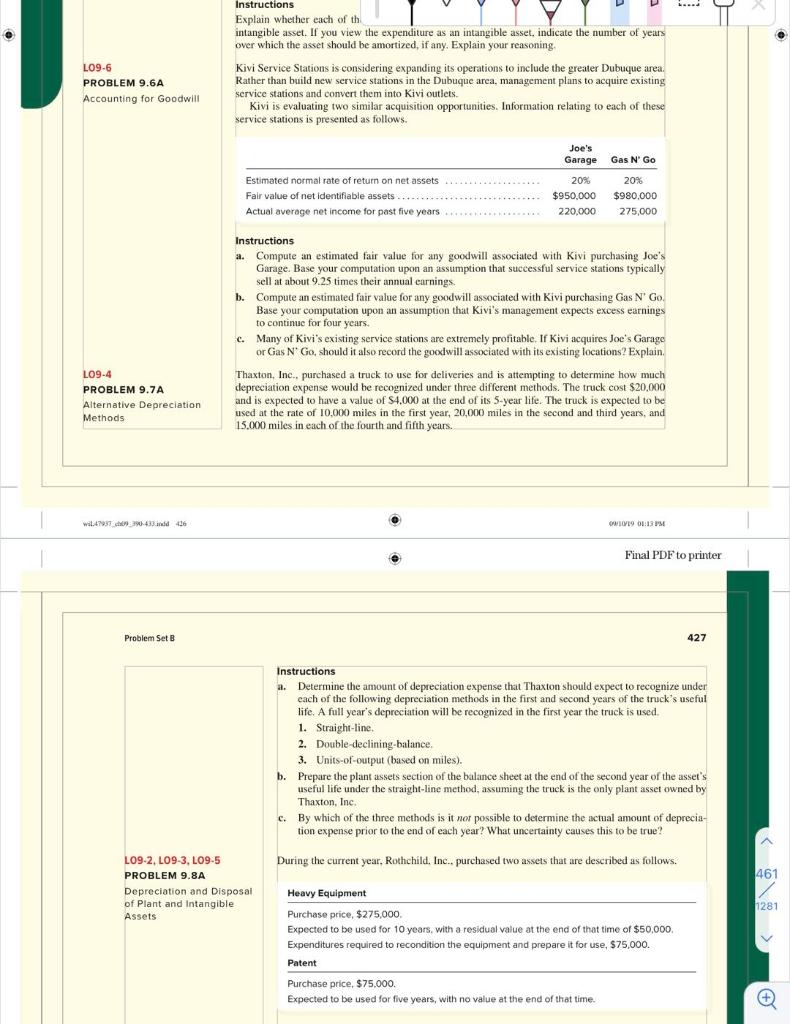 •Page 426: Problem 9.7A -different deprecation | Chegg.com