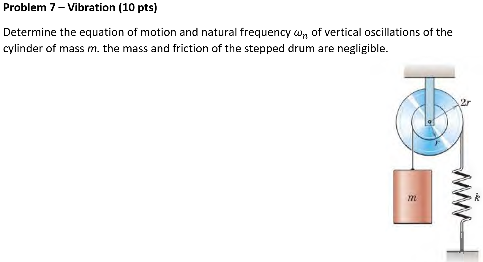 Solved Problem 7 - Vibration (10 pts) Determine the equation | Chegg.com