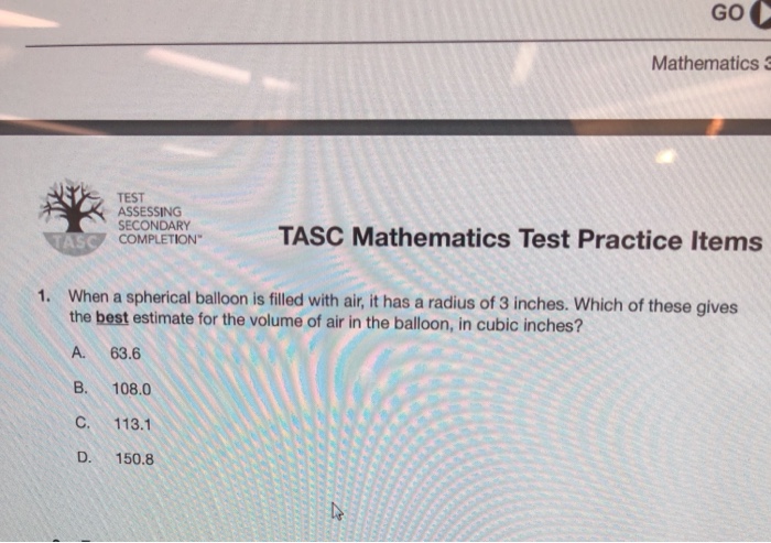 Solved Mathematics 3 TEST ASSESSING SECONDARY COMPLETION | Chegg.com