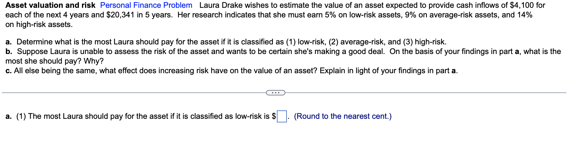 Solved Asset valuation and risk Personal Finance Problem | Chegg.com