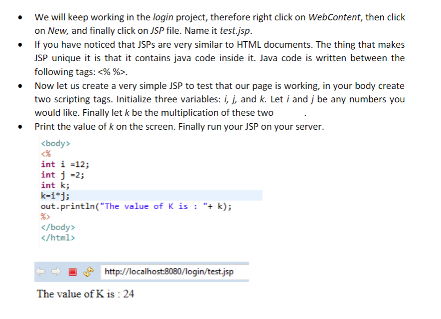 ictivity One: Login using servlets - In Eclipse IDE, | Chegg.com