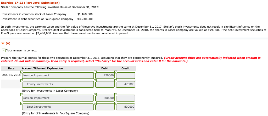 Solved Exercise 17-22 (Part Level Submission) Stellar | Chegg.com